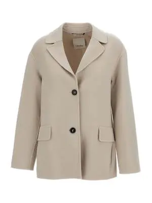 Max Mara Hand-sewn Double-drap Pure Wool Jacket With Notched Lapel And Horn Button Closure