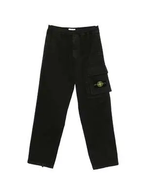 Stone Island Regular Tapered Cargo Pants With Hidden Zips, Elasticated Waist & Leg Cuffs - Nero