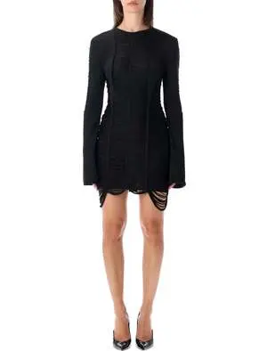Attico Ruched Viscose-blend Sheath Dress - Nero