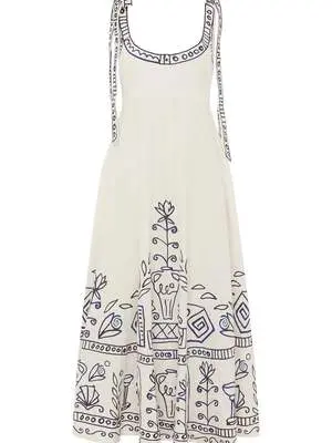 ALEMAIS Linen Mini Dress With Adjustable Straps - Bianco