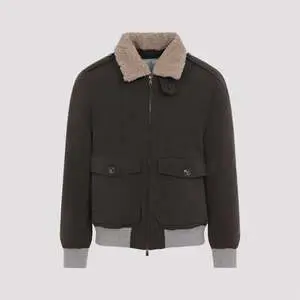 Brunello Cucinelli Water-resistant Cotton Blend Bomber Jacket - Brown