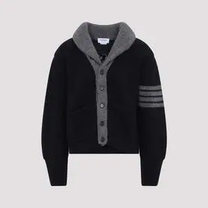 Thom Browne Wool Cardigan With Scarf Collar - Blue