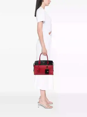 Prada Saffiano And City Calf Esplanade Satchel - Red