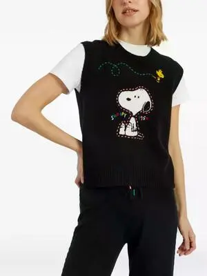 Chinti & Parker Snoopy Intarsia-knit Sweater Vest - Black