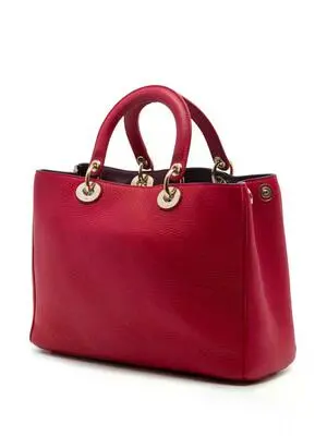 Dior Medium Pebbled Calfskin Diorissimo Satchel - Red