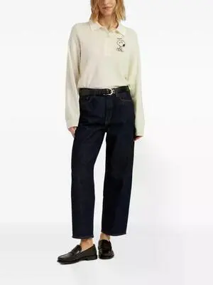 Chinti & Parker Snoopy Intarsia Knit Polo Top