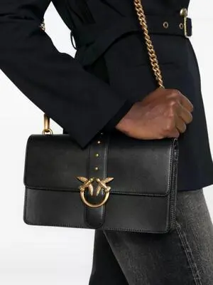 Pinko Love Birds Embellished Leather Shoulder Bag