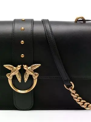 Pinko Love Birds Embellished Leather Shoulder Bag