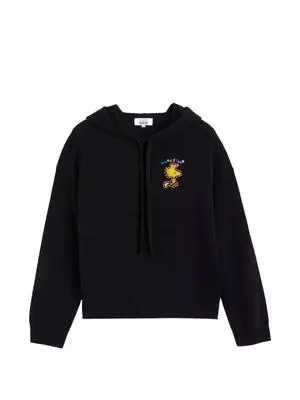 Chinti & Parker Snoopy-motif Intarsia-knit Hoodie - Black
