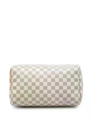 LOUIS VUITTON Damier Azur Speedy 30 Boston Bag - White