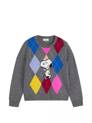 Chinti & Parker Snoopy Argyle-pattern Sweater - Grey