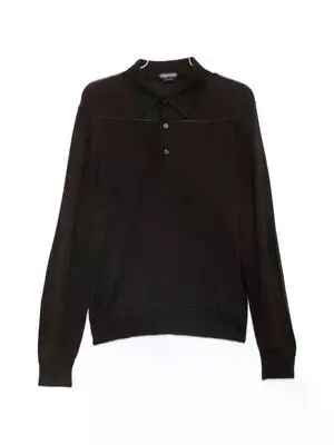TOM FORD Long-sleeve Buttoned Polo Shirt - Brown