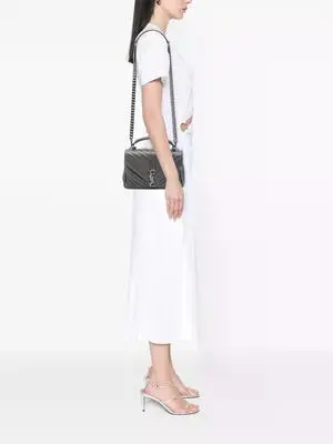 Saint Laurent Medium Chevron Sheepskin College Satchel - Grey