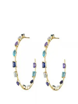 EDEN PRESLEY Eden Presley Sapphire And Aquamarine Hoop Earrings In 14K Yellow Gold