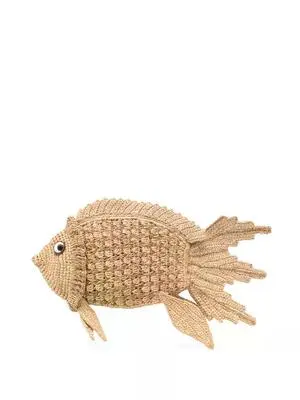 ANYA HINDMARCH Anya Hindmarch Fish-Shape Woven Clutch Bag Neutrals
