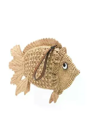 ANYA HINDMARCH Fish-shape Woven Clutch Bag - Neutrals