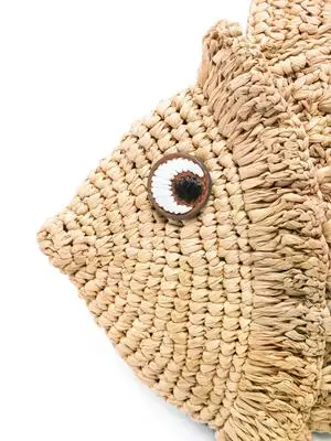 ANYA HINDMARCH Fish-shape Woven Clutch Bag - Neutrals