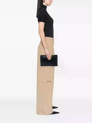 Saint Laurent Croc Embossed Leather Clutch Bag