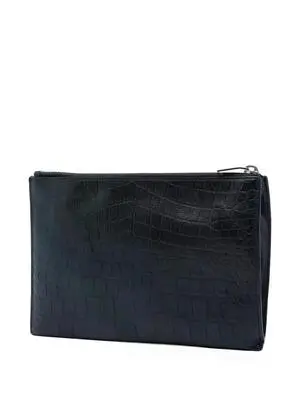 Saint Laurent Croc Embossed Leather Clutch Bag