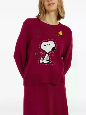 Chinti & Parker Snoopy Embroidered Crew Neck Sweater