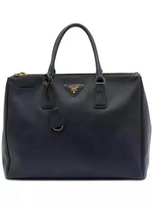 Prada 2021-2026 Large Saffiano Lux Galleria Double Zip Tote Bag - Black