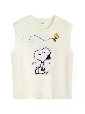Chinti & Parker Snoopy Intarsia Knit Sweater Vest - Neutrals