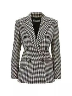 Max Mara Houndstooth Pattern Double-breasted Blazer - Neutrals