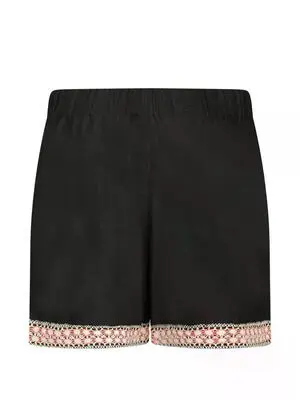 Commas Crochet-trim Elasticated Shorts - Black