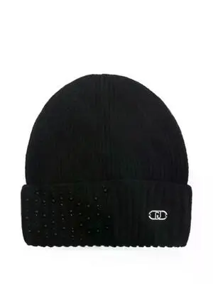 Liu Jo Crystal-embellished Logo-plaque Beanie Hat - Black