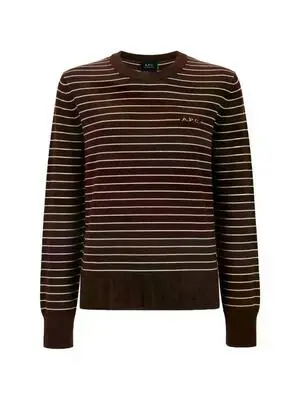 A.p.c. Striped Cotton Crewneck Sweater - Brown