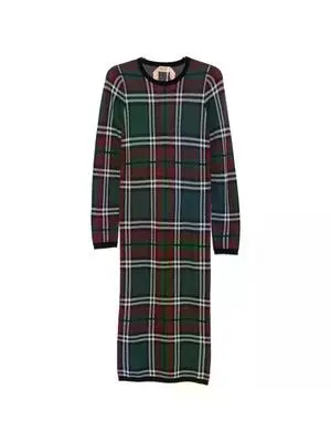 N°21 Tartan Check Knit Midi Dress - Green