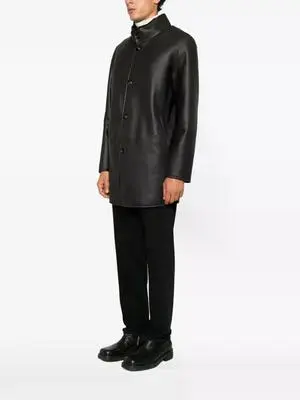 MANZONI 24 Button-fastening Leather Coat