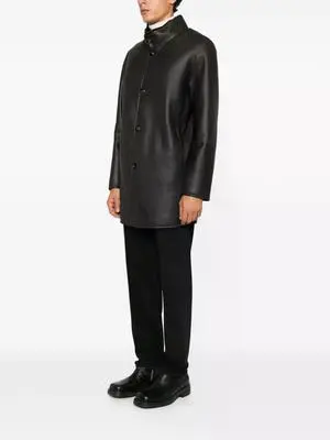 MANZONI 24 Button-fastening Leather Coat