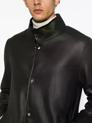 MANZONI 24 Button-fastening Leather Coat