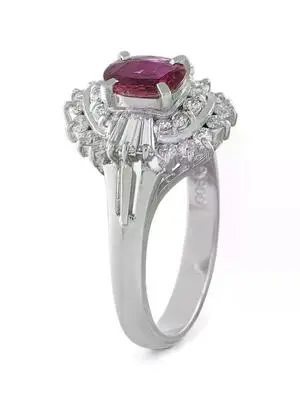 LB EXCLUSIVE Oval-cut Ruby And Diamond Ring In Platinum