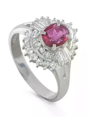 LB EXCLUSIVE Oval-cut Ruby And Diamond Ring In Platinum