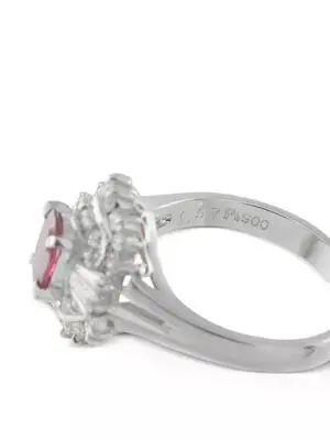 LB EXCLUSIVE Oval-cut Ruby And Diamond Ring In Platinum - Silver