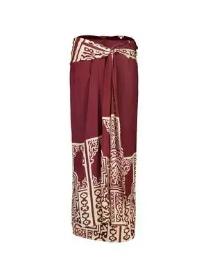 Johanna Ortiz Geometric Print Silk Skirt With Knot Detail - Red