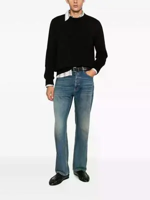 Saint Laurent Ribbed Knit Long-sleeve Sweater - Black