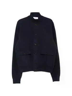 LARDINI Ribbed-knit Panelled Jacket - Blue