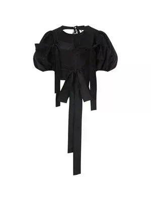 Cecilie Bahnsen Floral-jacquard Puff-sleeve Top - Black