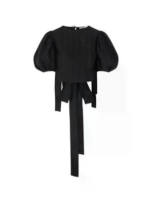 Cecilie Bahnsen Floral Jacquard Puff Sleeve Top