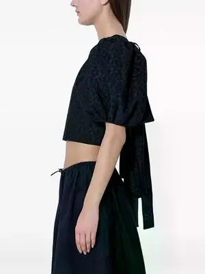 Cecilie Bahnsen Floral Jacquard Puff Sleeve Top
