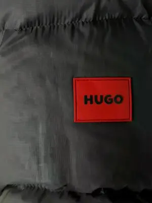 Hugo Quilted Logo-patch Down Jacket - Grey