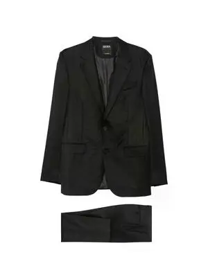 Zegna Notched-lapels Single-breasted Suit - Black
