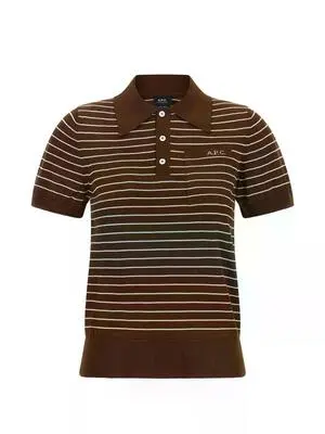 A.p.c. Aline Striped Polo Shirt - Brown
