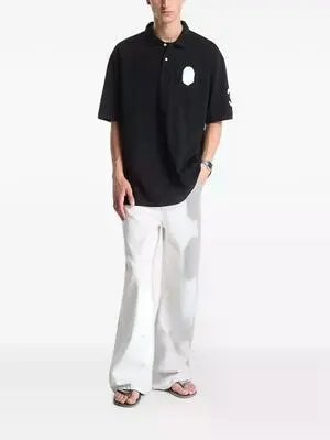 A BATHING APE Large Ape Head Relaxed-fit Polo Shirt - Black