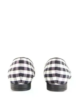 Manolo Blahnik Alexa Gingham Button-detail Flat Pumps