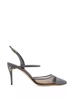 Jennifer Chamandi Vittorio Mesh-panel Slingback Pumps - Grey