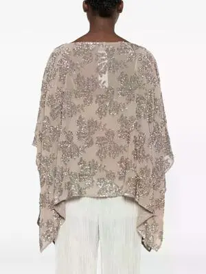 Marina Rinaldi Sequin-embellished Floral-pattern Blouse